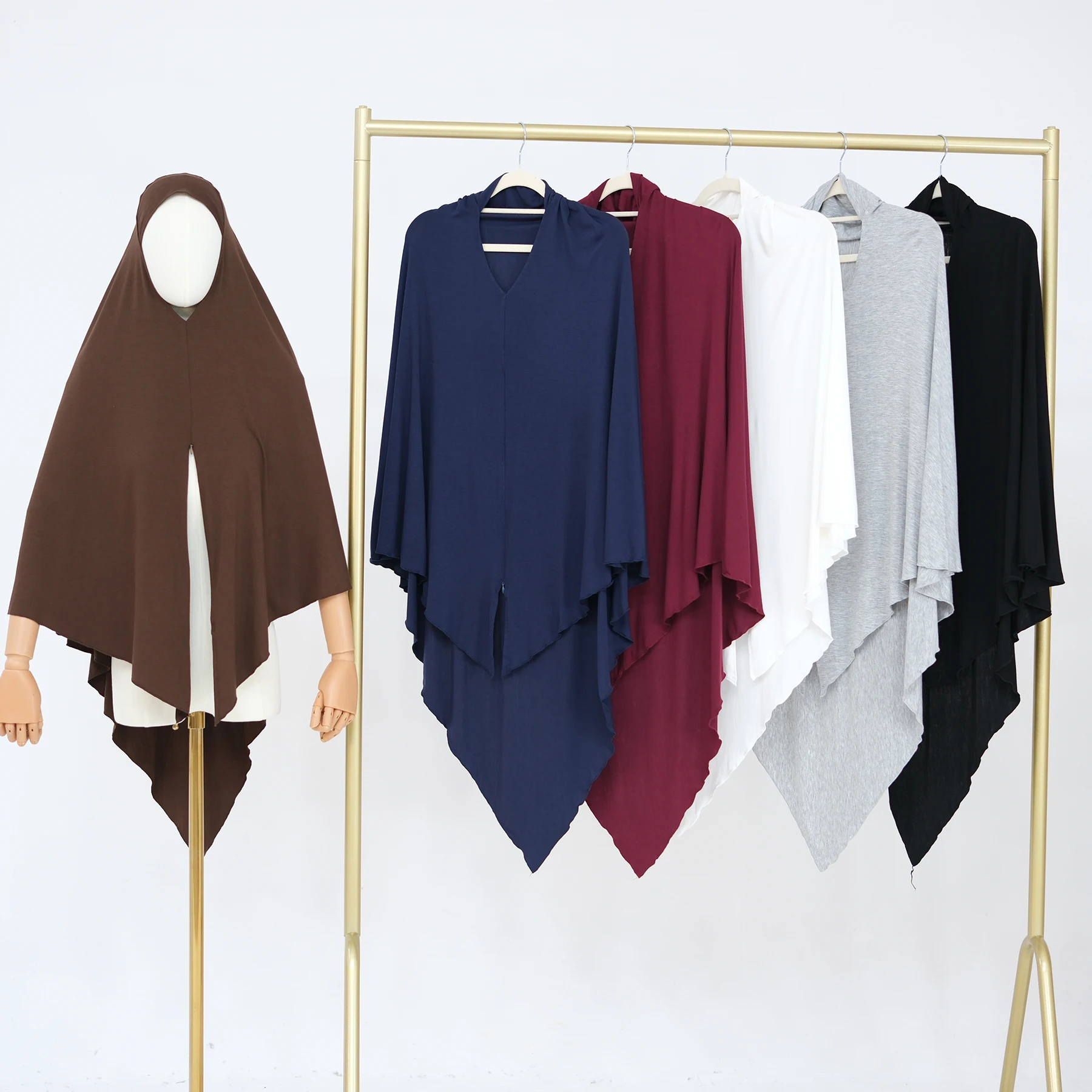 Muslim Women's Stretchy Khimar, Slit Front with Zipper Closure, Hijabi ...