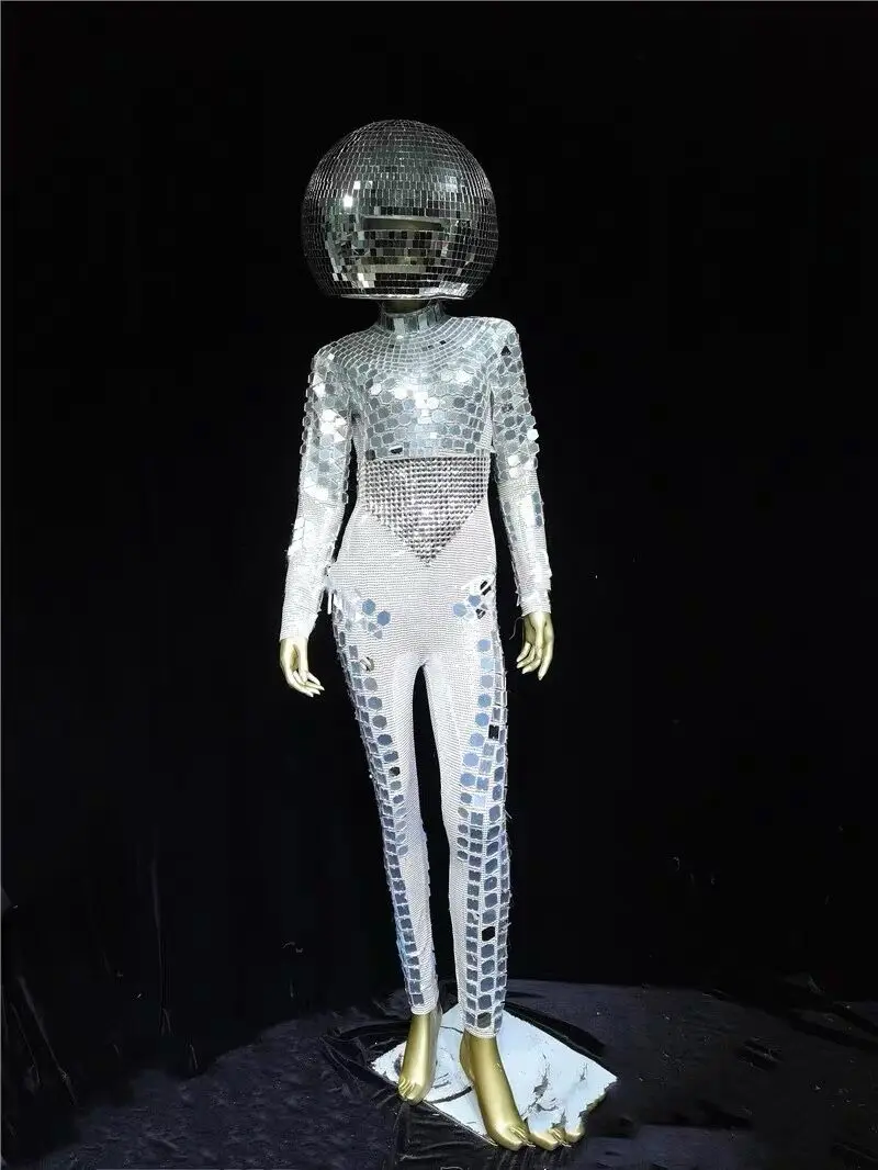 Mirror-ball-Jumpsuit-Glass-Helmet-Metallic-Cosplay-Ball-Holiday-Stage ...