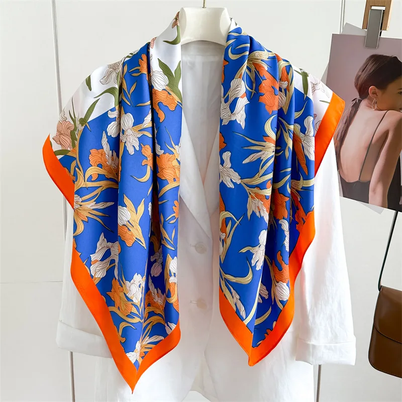 Women Design Flower Print Square Headscarf Popular Scarves Model ...