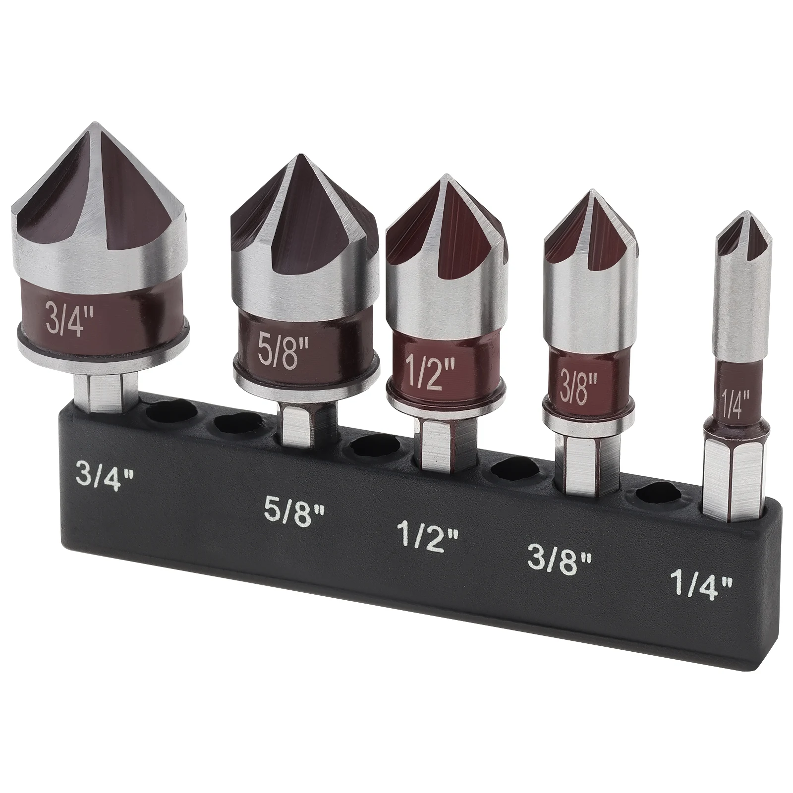 5pcs-Countersink-Drill-Bit-Set-82-Degree-Countersunk-Bits-1-4-Inch-Hex ...