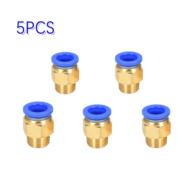 5PCS pc Pneumatic Air Connector Fitting 4mm 6mm 8mm 10mm 12mm Thread M5 ...