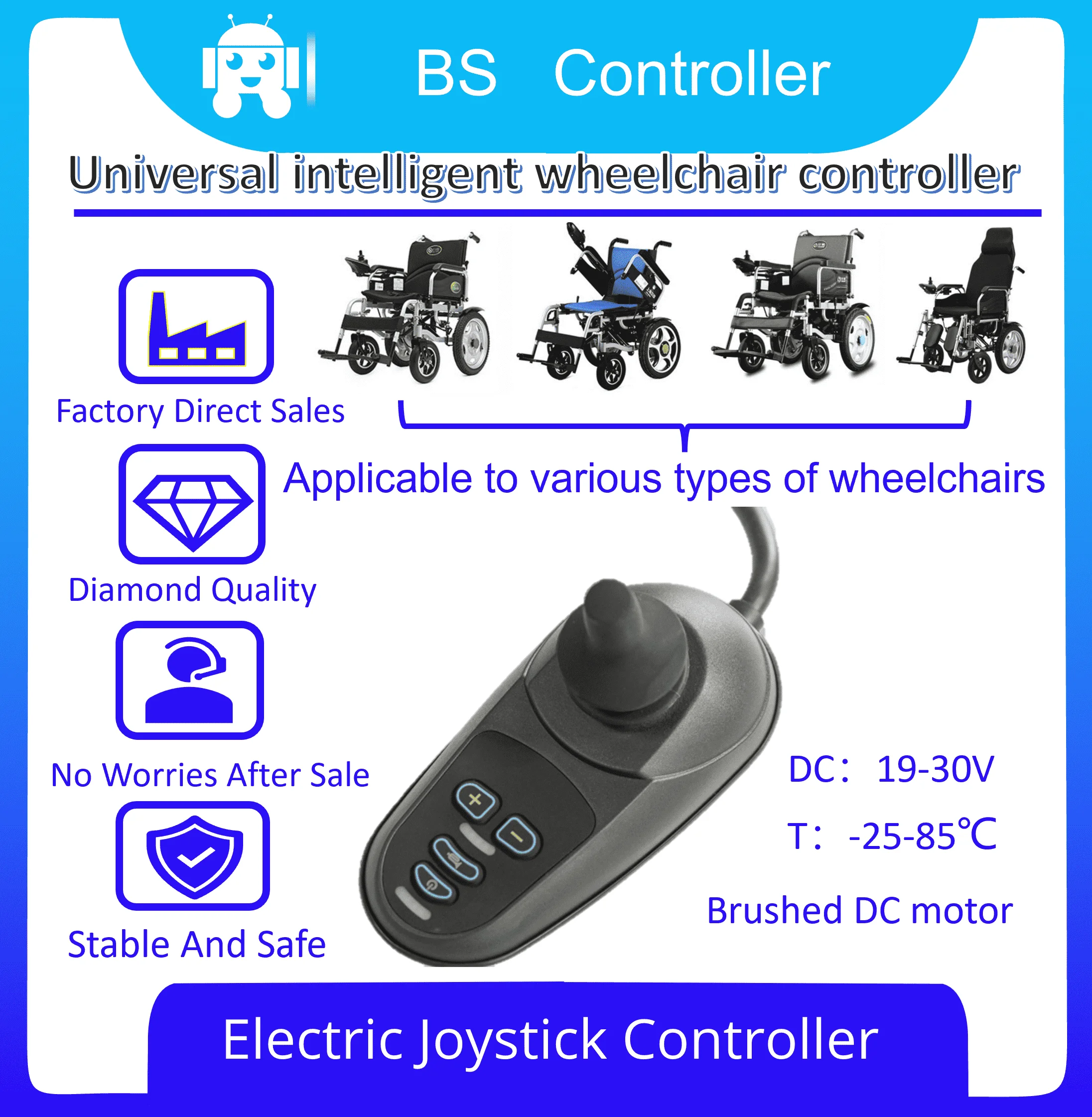 Jaycreer Universal 24v Electric Wheel Chair Joystick Controller For ...