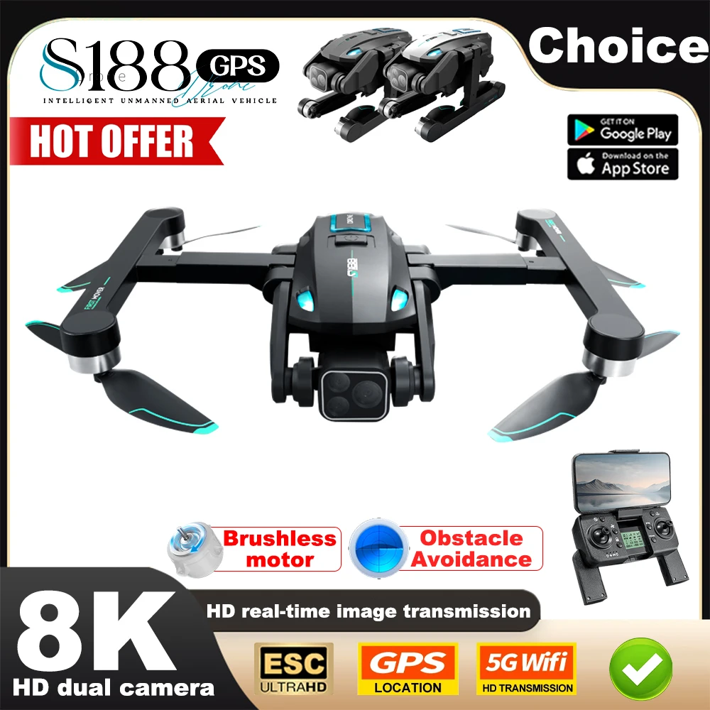 2024-S188-AMX-GPS-Drone-8K-HD-Camera-Aerial-Photography-Obstacle ...