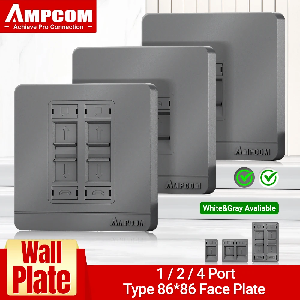 AMPCOM-RJ11-RJ45-Faceplate-Wall-Socket-Wallplate-Face-plate-1-Port-2 ...