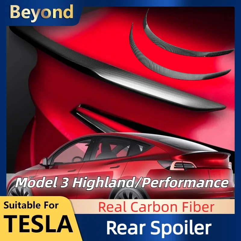 Real-Carbon-Fiber-Rear-Spoiler-For-Tesla-Model-3-Highland-Performance ...