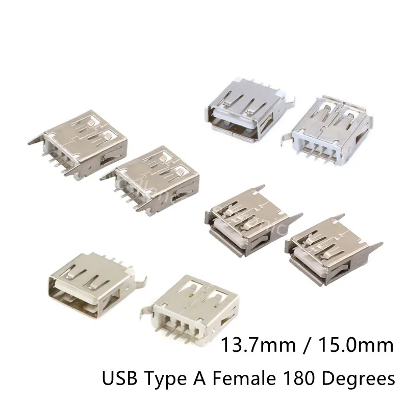 10-Pieces-USB-Type-A-Female-Socket-180-Degrees-Vertical-4pins-USB ...