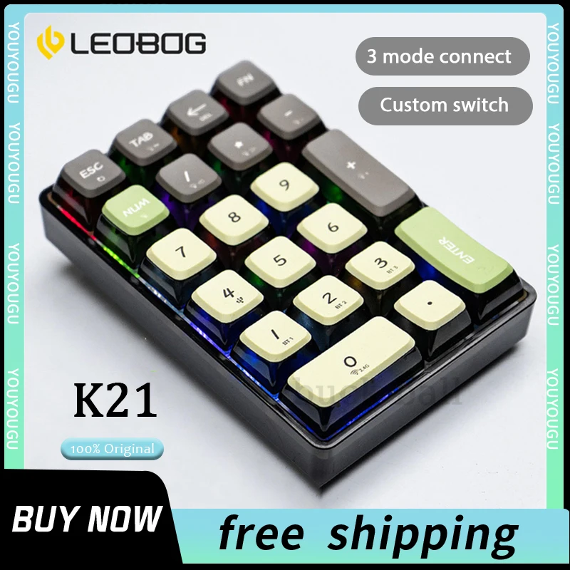 LOEBOG-K21-Mechanical-Keyboard-Bluetooth-Wireless-Transparent-Hot-Swap ...