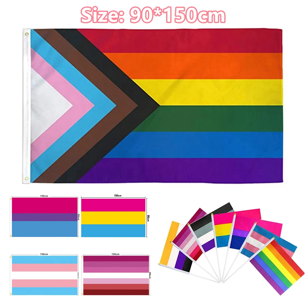 Bandera-de-arco-ris-Homosexual-150x90cm-pancarta-LGBT-lesbiana-Aces ...