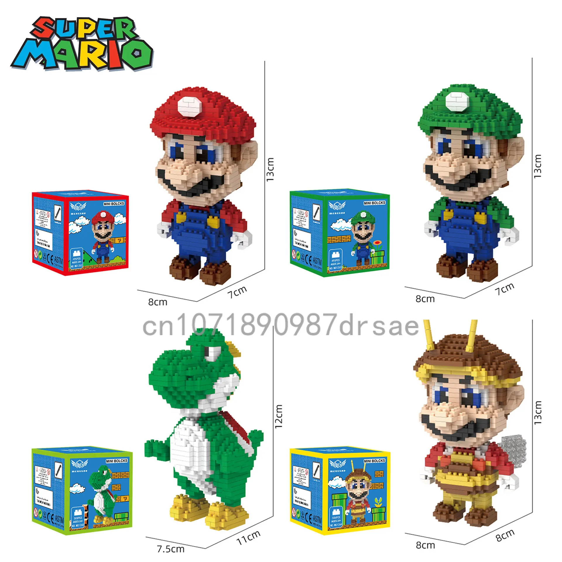 Super Mario Bro Building Blocks Children's Cartoon Model Doll Mini ...
