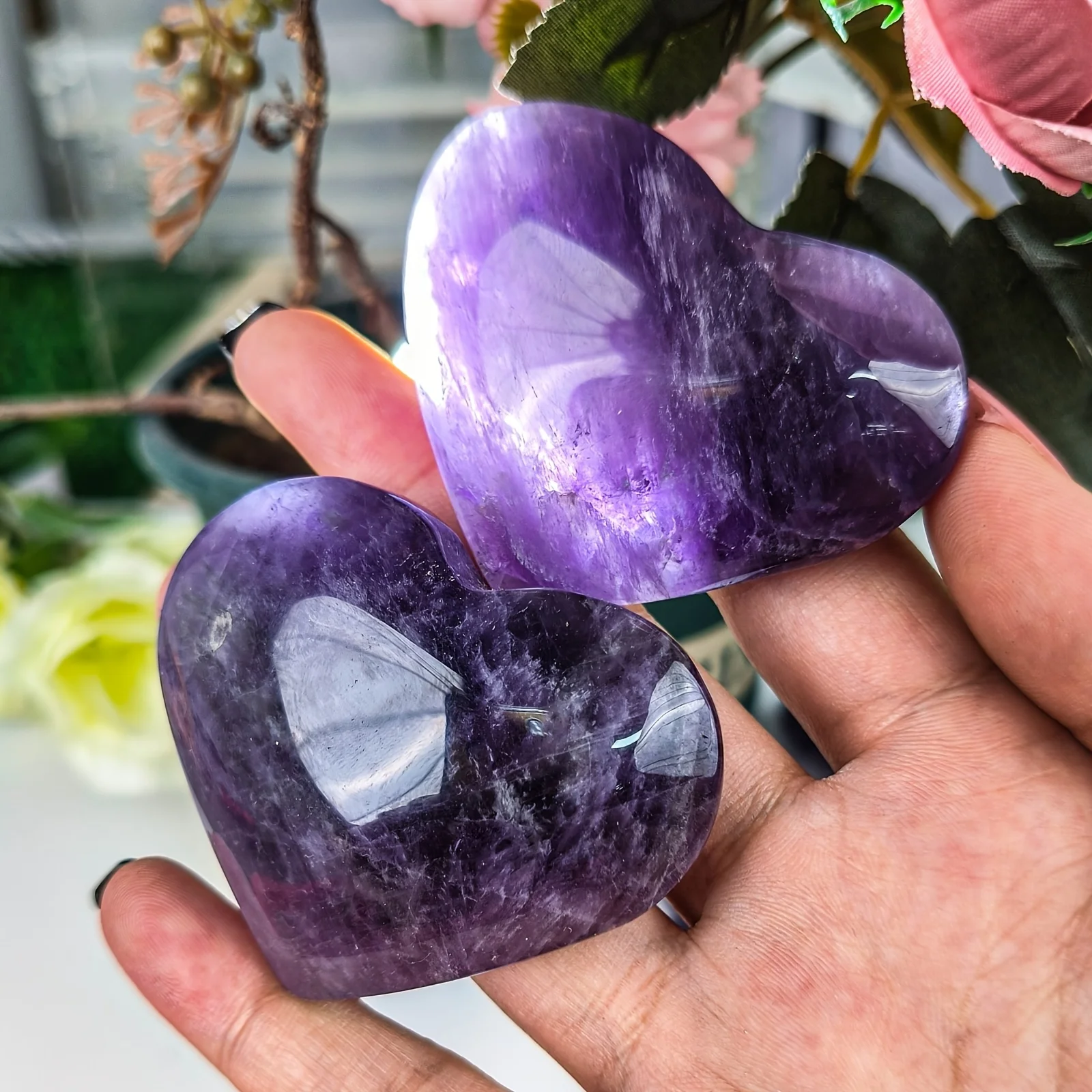 1pc Natural Amethyst Heart-Shaped Crystal Carving, Bohemian Style Home ...