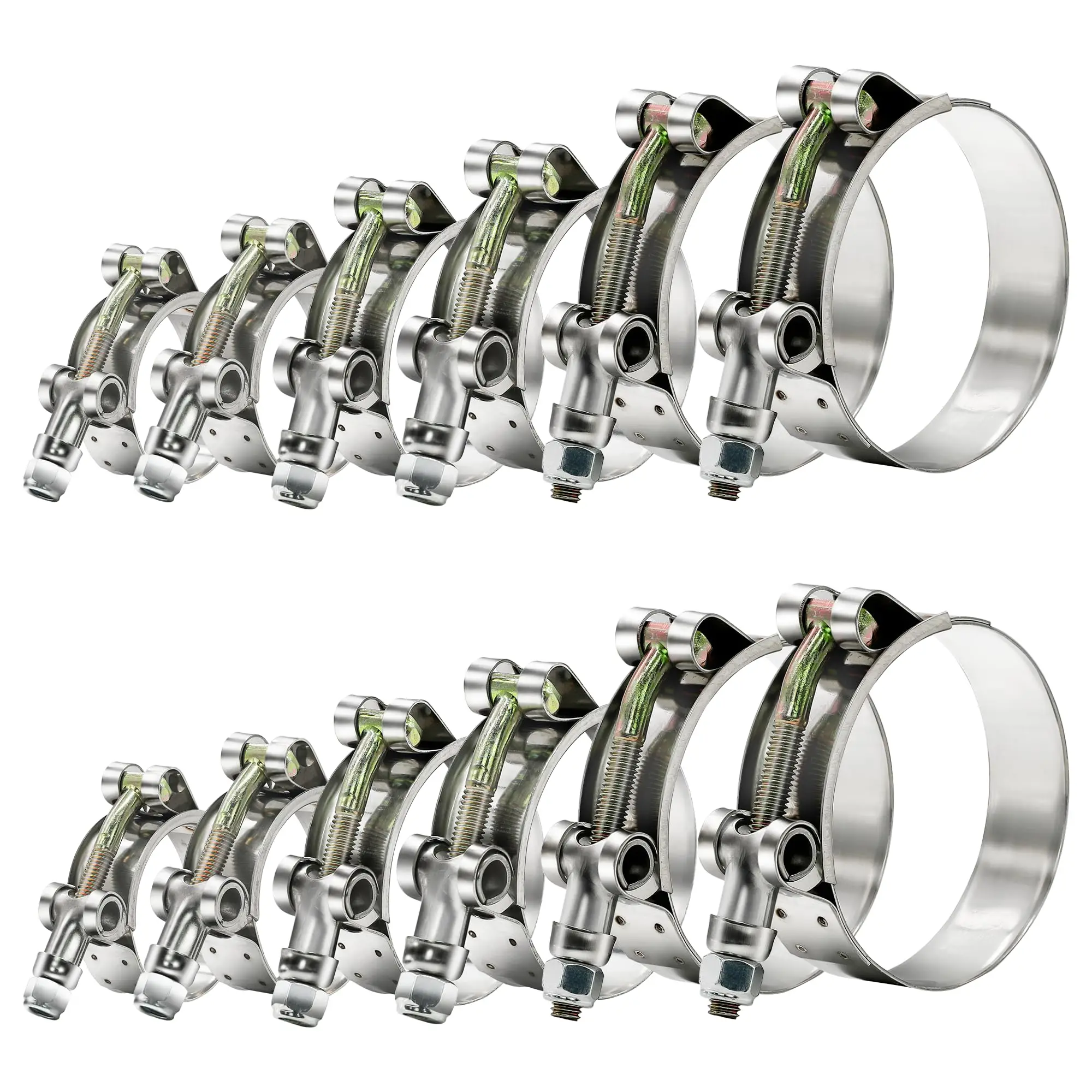 12pcs-T-bolt-Pipe-Clip-Hose-Clamps-Set-6-Size-28-64mm-Exhaust-Welding ...