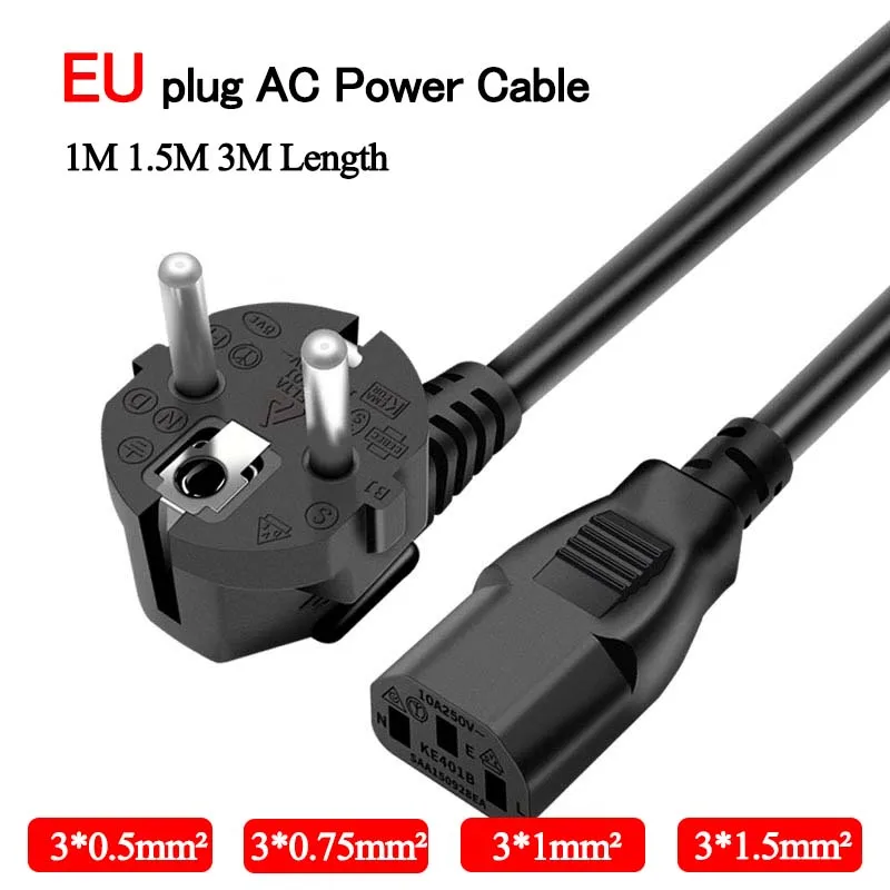 1M-1-5M-3M-AC-Power-Supply-Cable-EU-3-Prong-Plug-Connector-Copper-Wire ...
