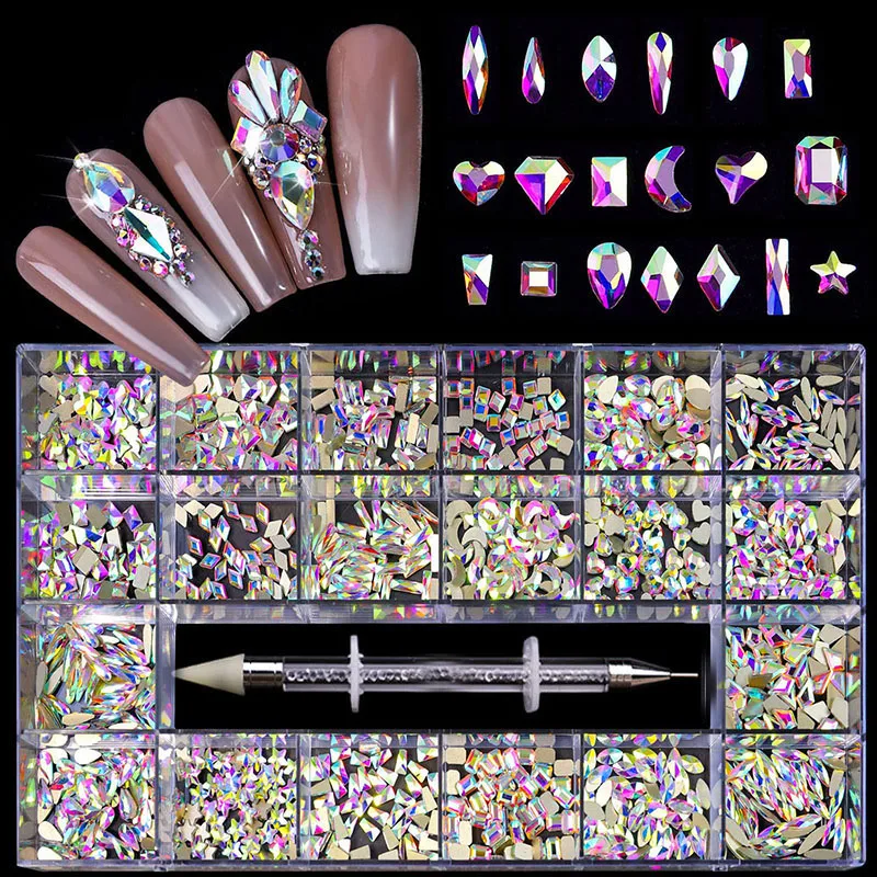 2800pcs Luxury Shiny Diamond Nail Art Rhinestones Crystal Decorations ...