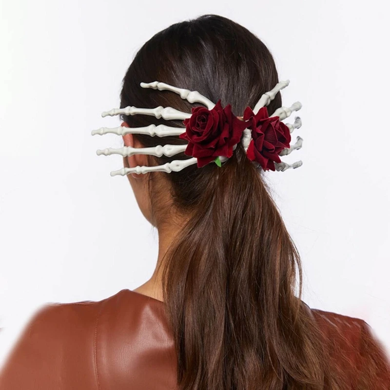 Gothic-Skull-Hand-Hair-Clamp-Halloween-Party-Hairpins-Hair-Barrette ...