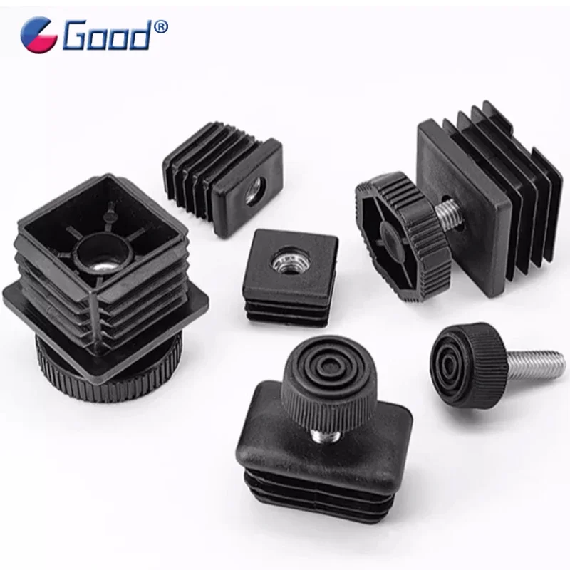 Black-Square-Round-Adjustable-Foot-Mats-With-Nuts-Pipe-Plug-Table-Chair ...