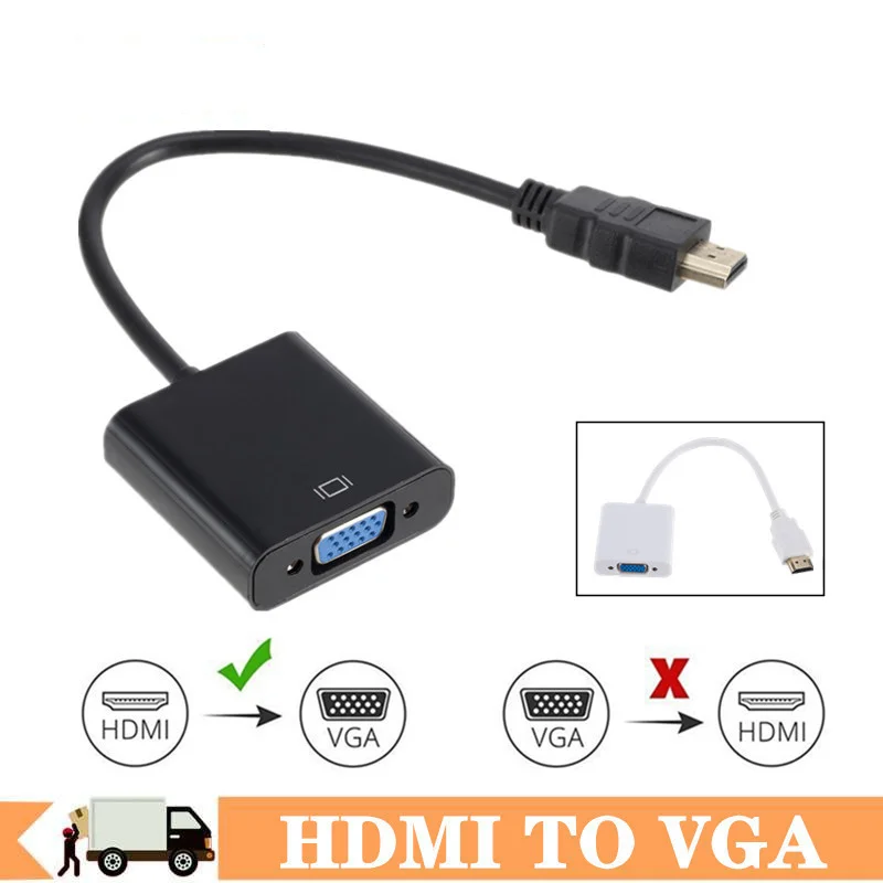 HD 1080P HDMI To VGA Cable Converter With Power Supply HDMI Male To VGA ...