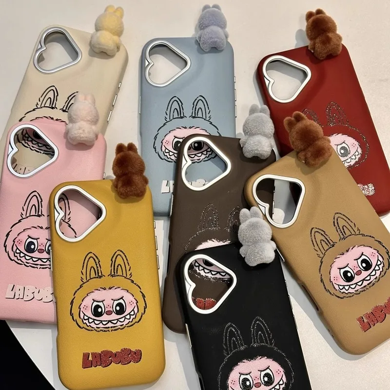 New-Mini-Flocking-Labubu-Protect-Shell-Girl-Heart-Cute-Velvet-Sit ...