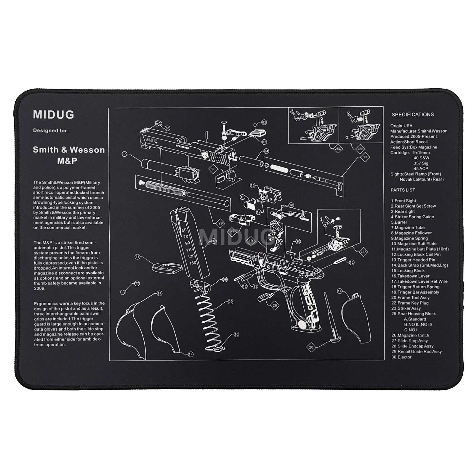 MIDUG-Gun-Cleaning-Mat-for-Smith-Wesson-M-P-Handgun-Protective ...
