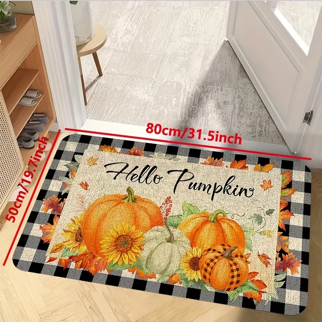 Non-slip Bath Mat Fall Pumpkin Bath Rug - Non-Slip Autumn Bath Mat ...