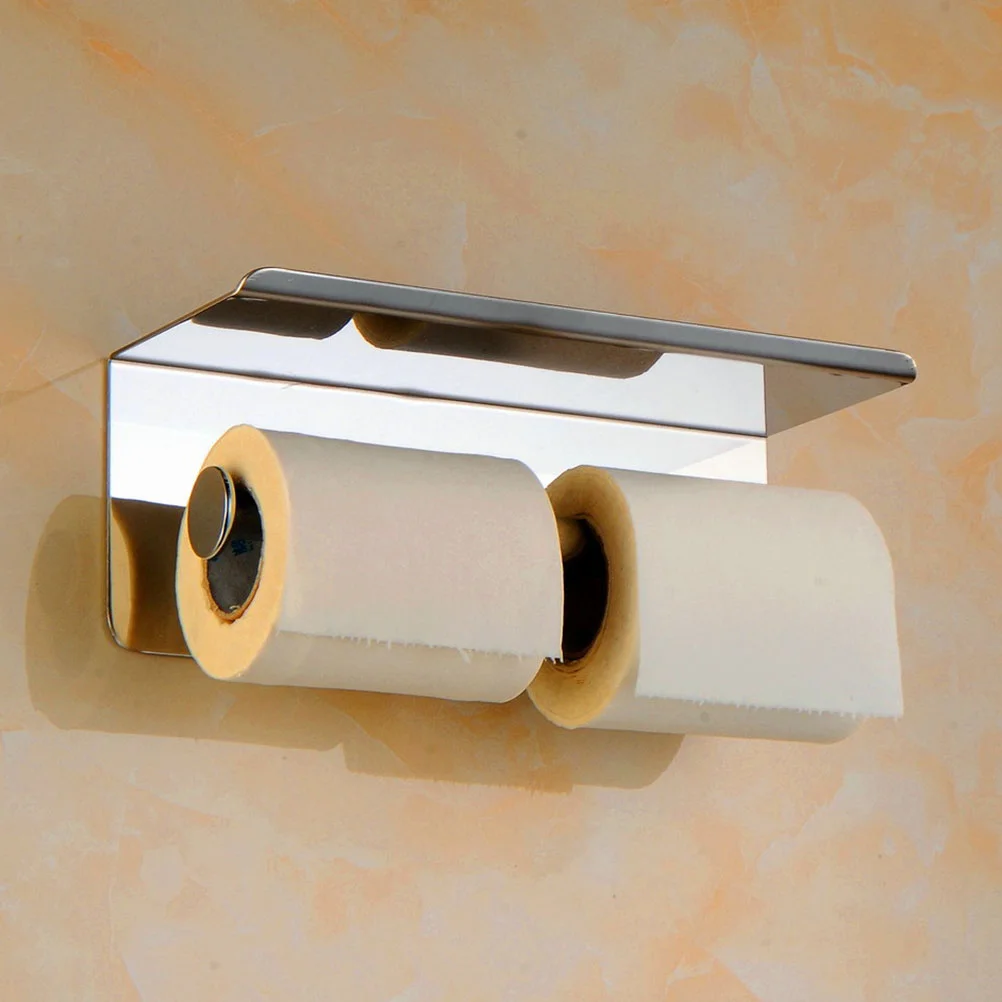 Double-Toilet-Paper-Holder-Wall-Mount-Tissue-Paper-Roll-Hanger-with ...