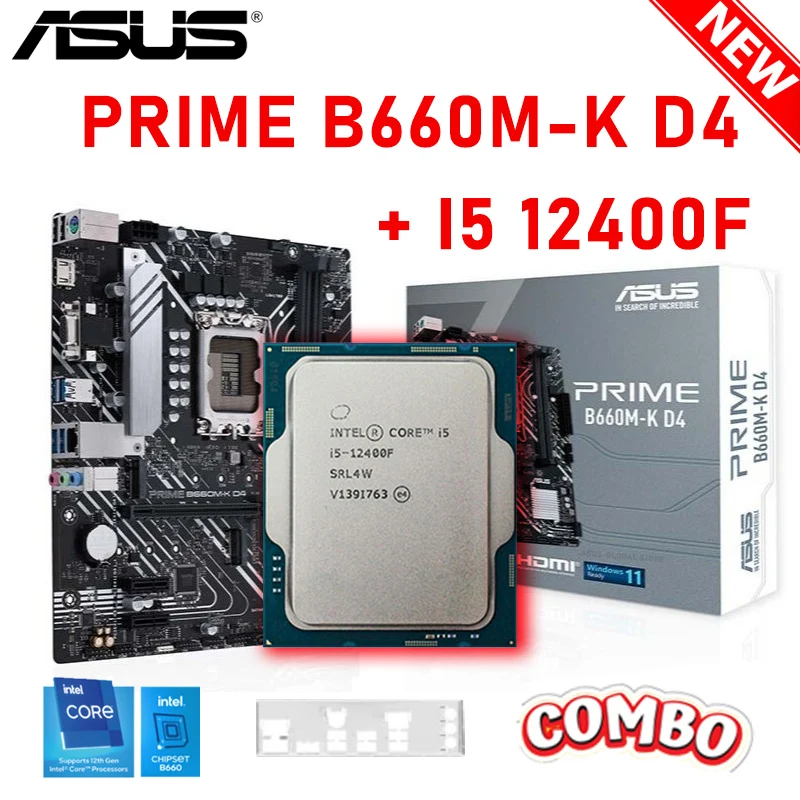 ASUS placa base PRIME B660M K D4 + i5 12400F Intel B660, LGA 1700 ...