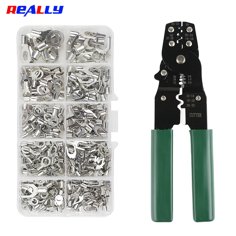 320Pcs-10-In-1-Terminals-Non-Insulated-Ring-Fork-U-Type-Tinned-Brass ...