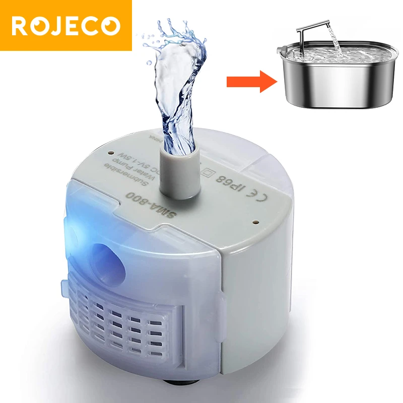 ROJECO Water Pump For Stainless Steel Cat Water Fountain Pet Drinking ...