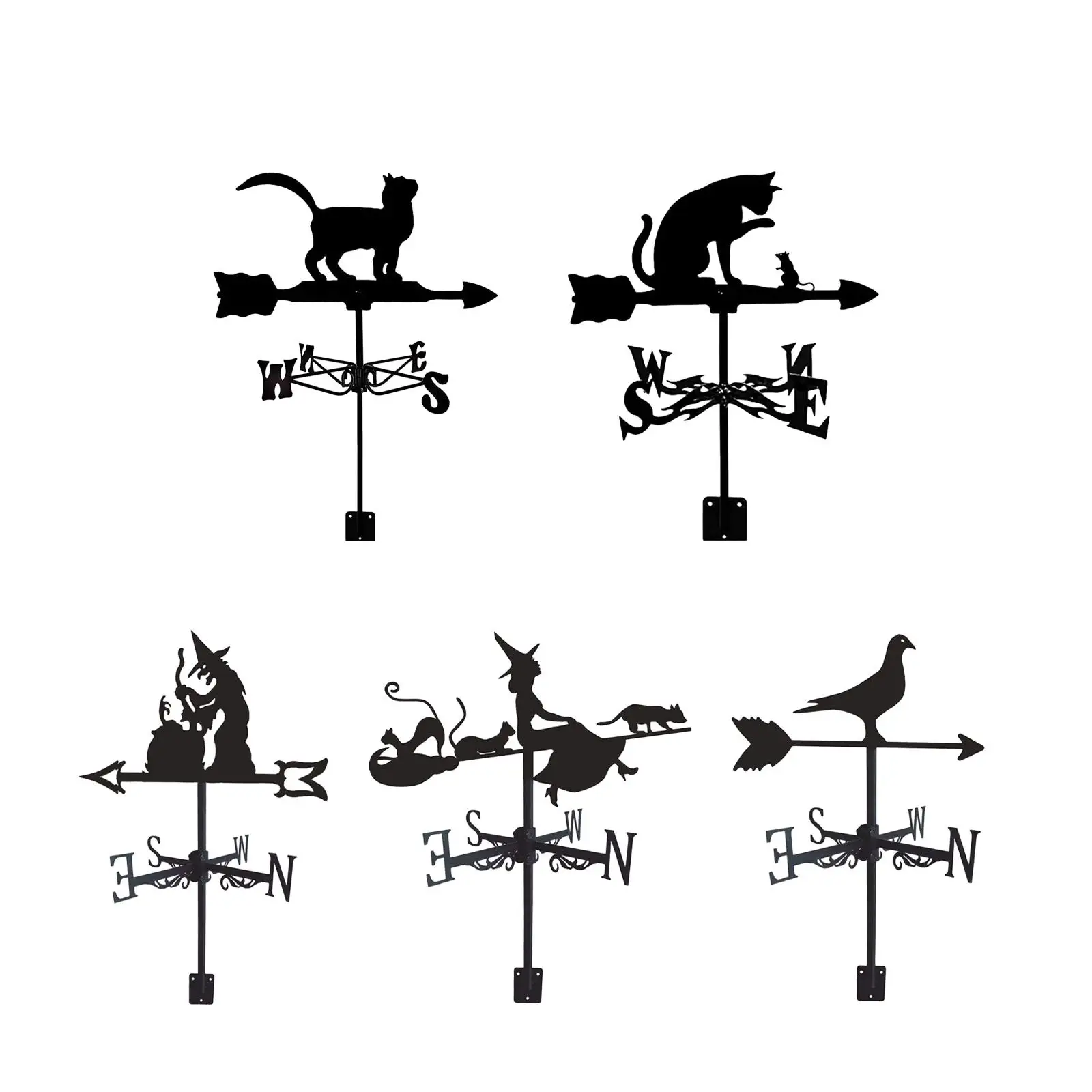 Metal Weathervane Roof Mount Weather Vane Outdoor Scene Retro Cat ...