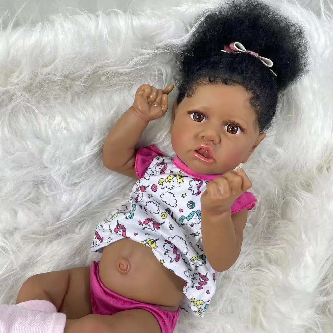 55CM-African-American-Reborn-Saskia-Full-Vinyl-Body-Washable-Newborn ...