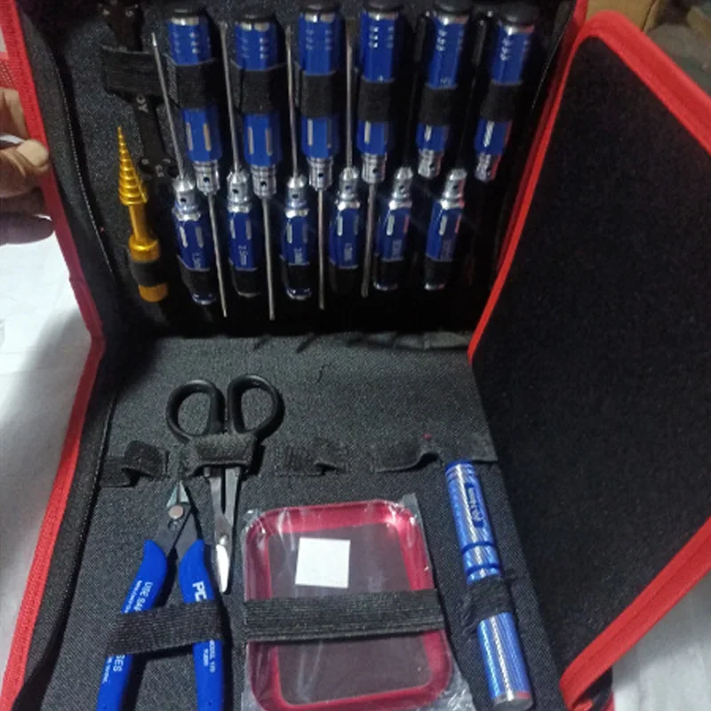 18-Pcs-Set-of-Tool-Kit-Hardware-Aviation-Model-Tools-Blue-Hexagonal ...
