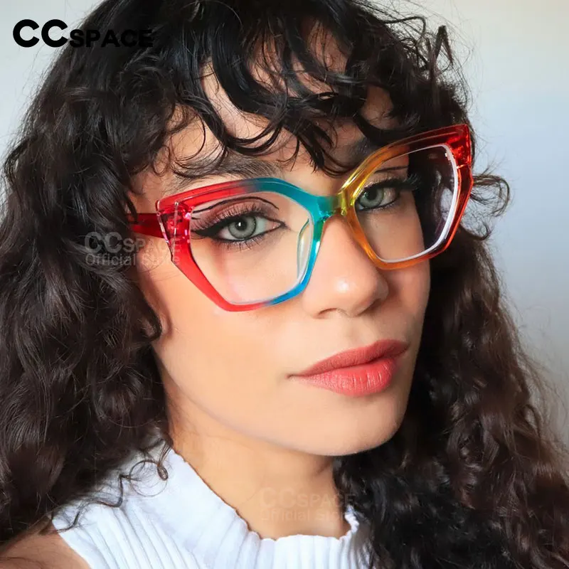54631-Rainbow-Color-Glasses-Frame-Women-Big-Frame-Cat-Eye-Anti-Blue ...