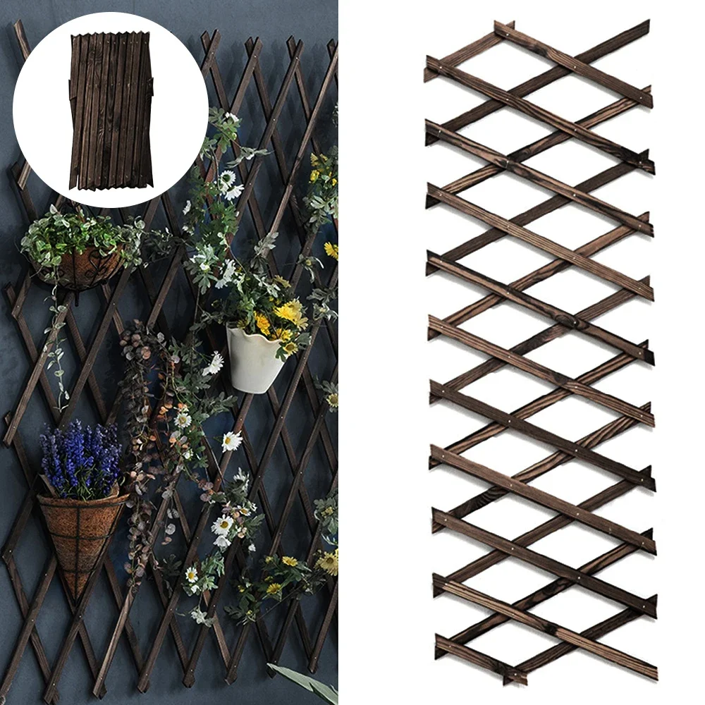 Garden-Folding-Grid-Flower-Stand-To-Expand-Wooden-Garden-Wall-Fence ...