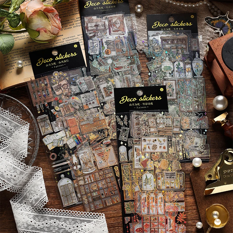 3pcs-pack-3D-Gilding-Craft-Stickers-PET-Materials-DIY-Cut-Collage-Junk ...