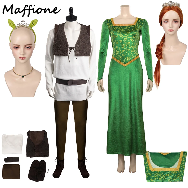 Anime-gr-n-cos-Monster-Prinzessin-Fiona-Cosplay-Kost-m-Outfits-Paar-Set ...