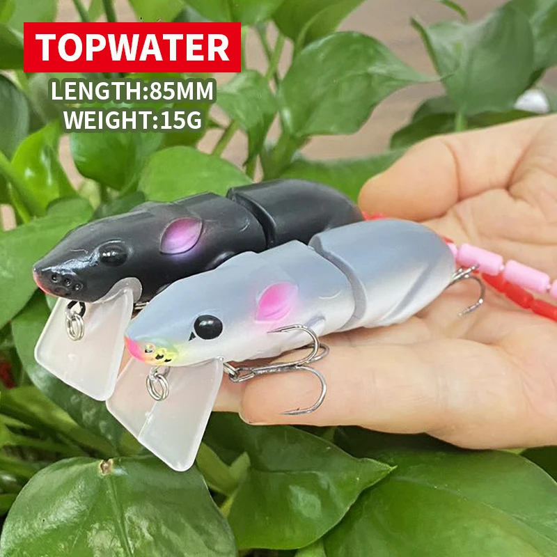 Floating-Minnow-Lure-85mm-15g-Multi-Jointed-Mouse-Lure-Topwater-Rat ...