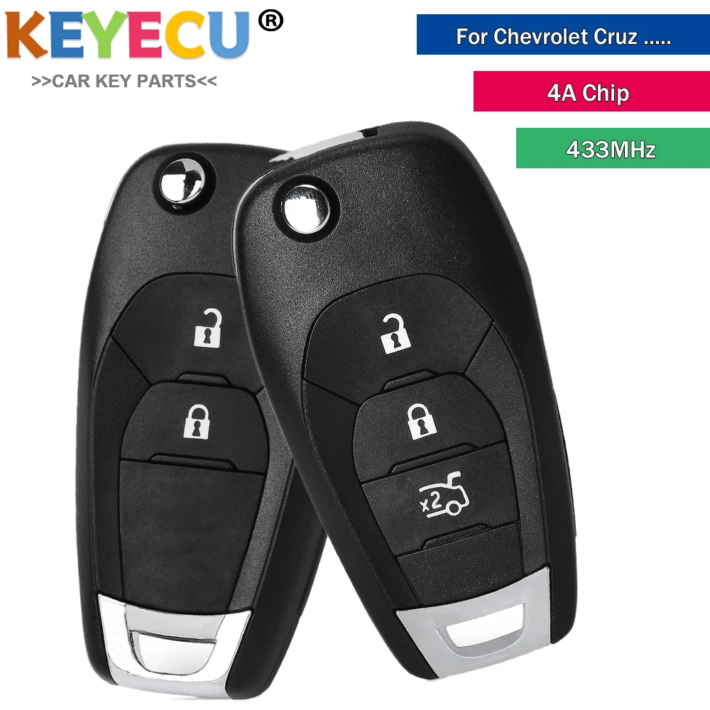 2/3/4 Buttons Car Key Remote Control 433MHz 4A Chip For Chevrolet Cruz ...