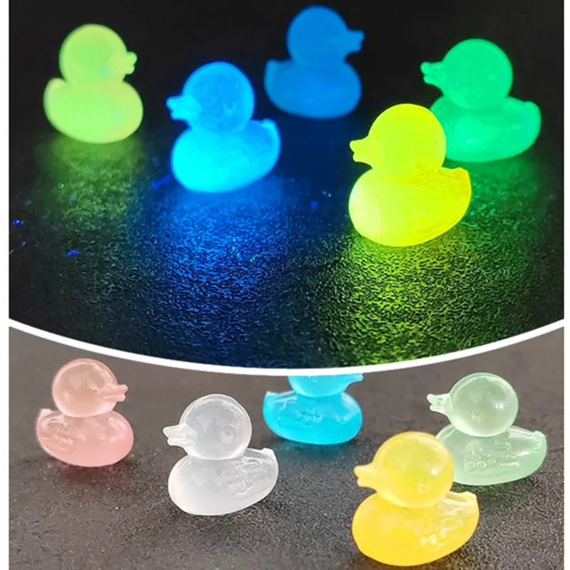 10-100pcs-Mini-Fluorescence-Rainbow-Duck-Cute-Yellow-Ducks-Glow-in-The ...