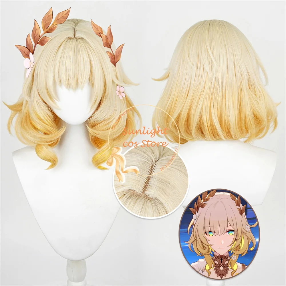 HSR Aglaea Cosplay Wig 42cm Golden Gradation Wigs Costumes Cosplay ...