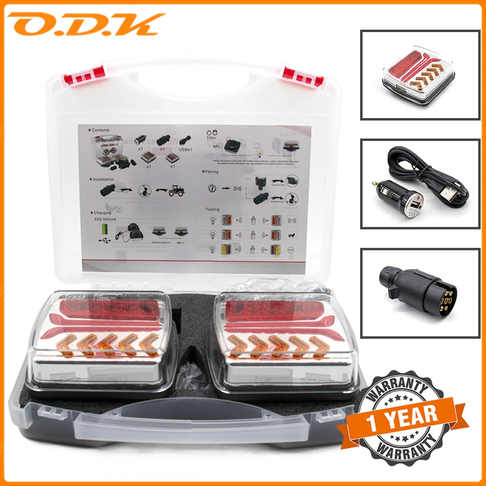 12V 24V 30M Wireless Magnetic LED Taillight Trailer Rear Light Signal ...