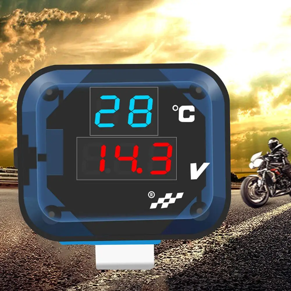 Motorcycle-Digital-Voltmeter-Gauge-3-in-1-Battery-Voltmeter-Thermometer ...