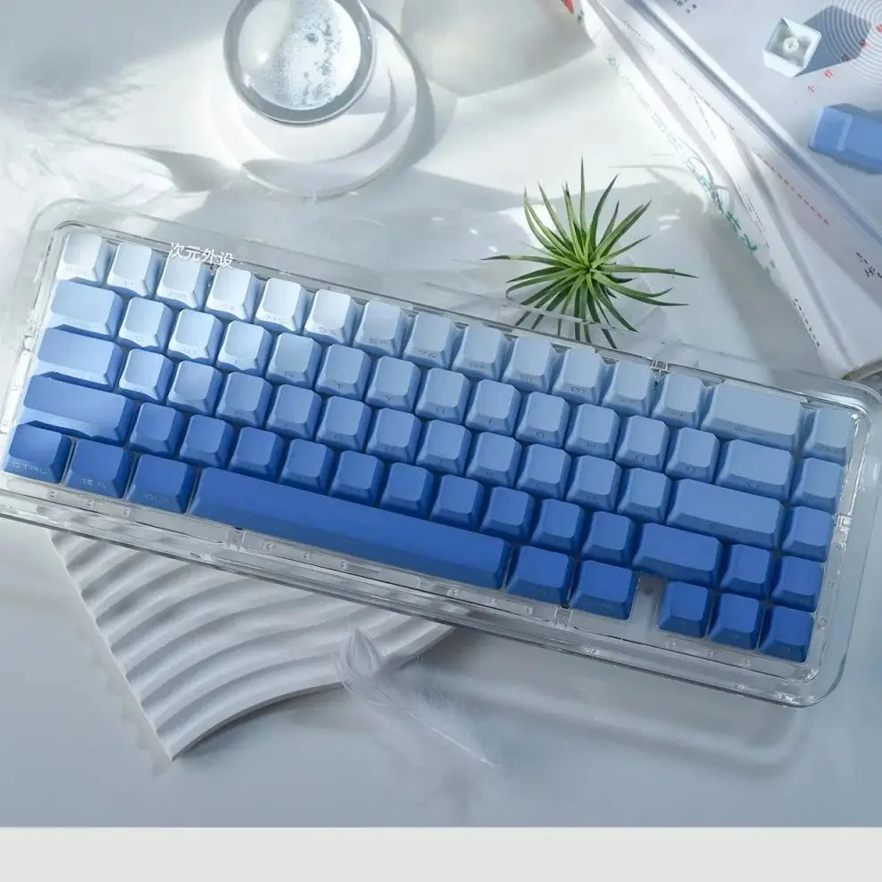 Keycaps-gradiente-azul-Keycap-transparente-retroiluminado-Lado-PBT-Dye ...