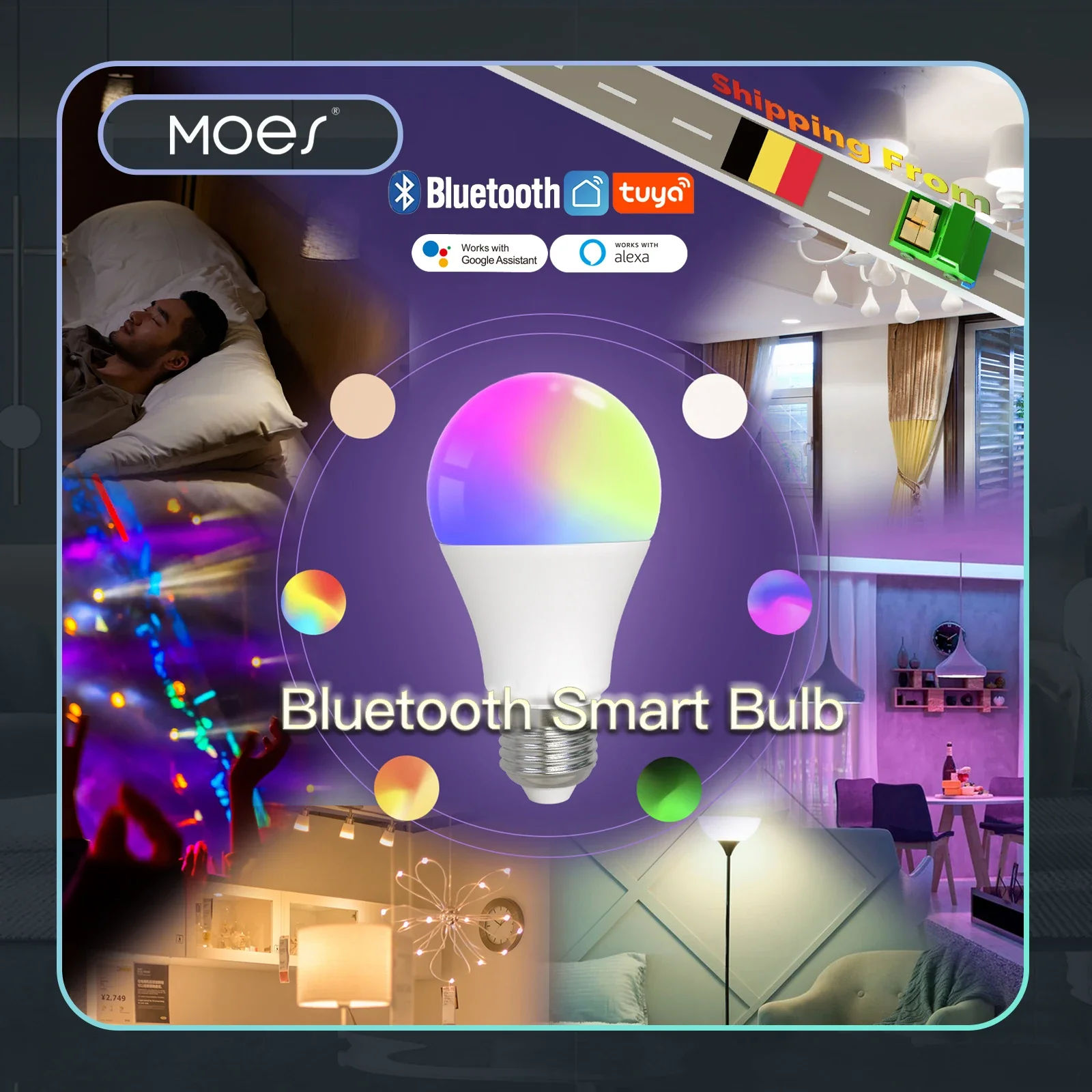MOES-Bluetooth-LED-Bulb-E27-Dimmable-Smart-Light-Lamp-Color-Adjustable ...