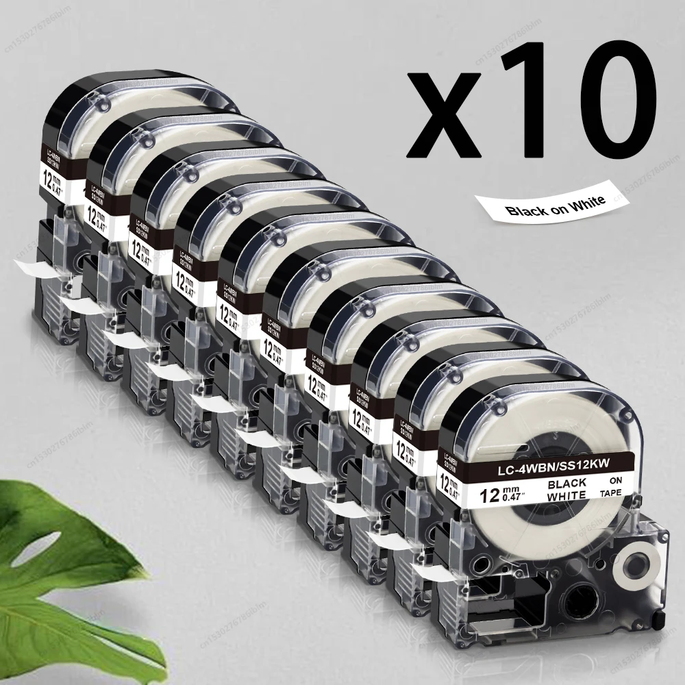 3/5/10PK SS12KW Compatible for Epson Label Maker Tape LK-4WBN LC-4WBN ...