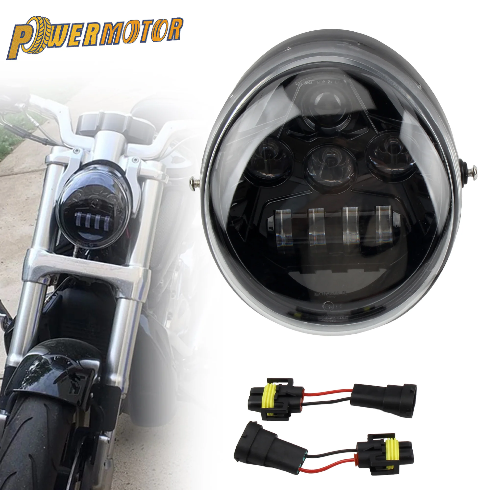 Motorcycle LED Headlight Headlamp Hi/Lo Beam WickFor Harley V Rod ...