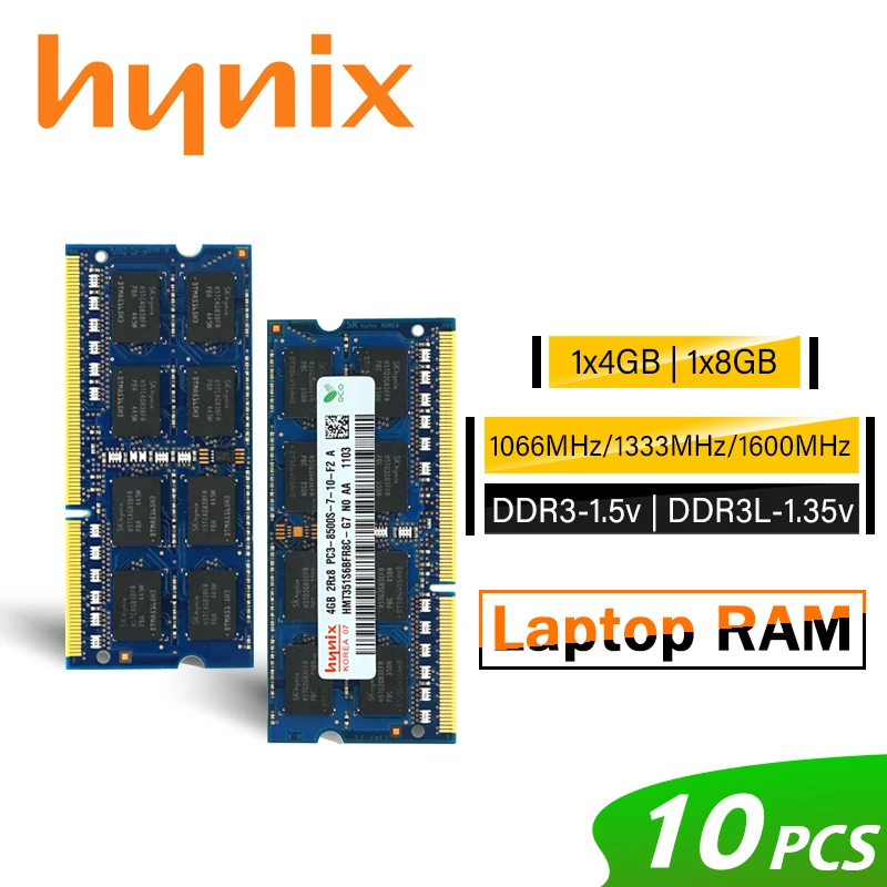 Hynix chipset de 10 piezas para ordenador portátil, 4GB RAM, 8GB, DDR3, DDR3L, PC3, PC3L, 8500S ...