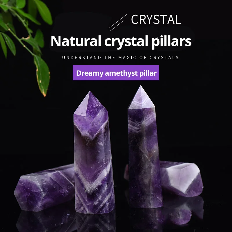 Natural-Fantasy-Quartz-Hexagonal-Wand-Dream-Amethyst-Crystal-Column ...