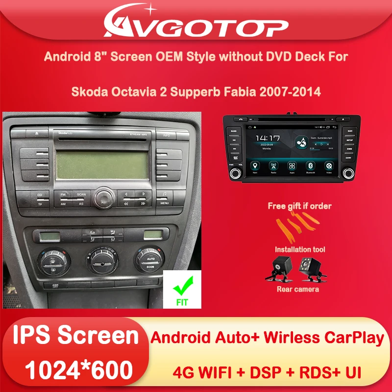 Android 12 Car Radio Multimedia & OEM Style for Skoda Octavia 2 Supperb ...