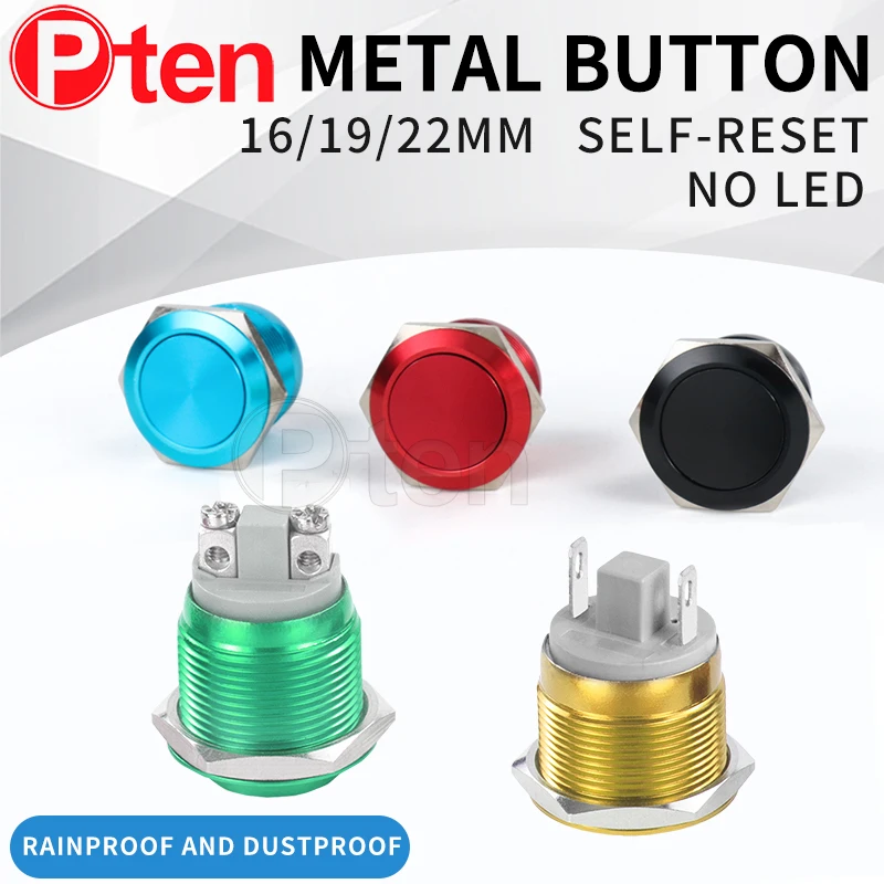 1NO-16-19-22mm-Momentary-metal-push-button-switch-1NO-screw-terminal ...