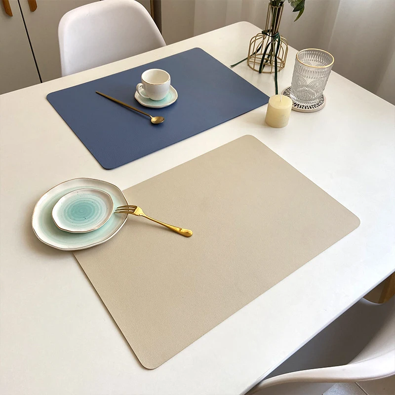 Square Double-layer Leather Table Mat Heat-proof Placemat Insulation ...