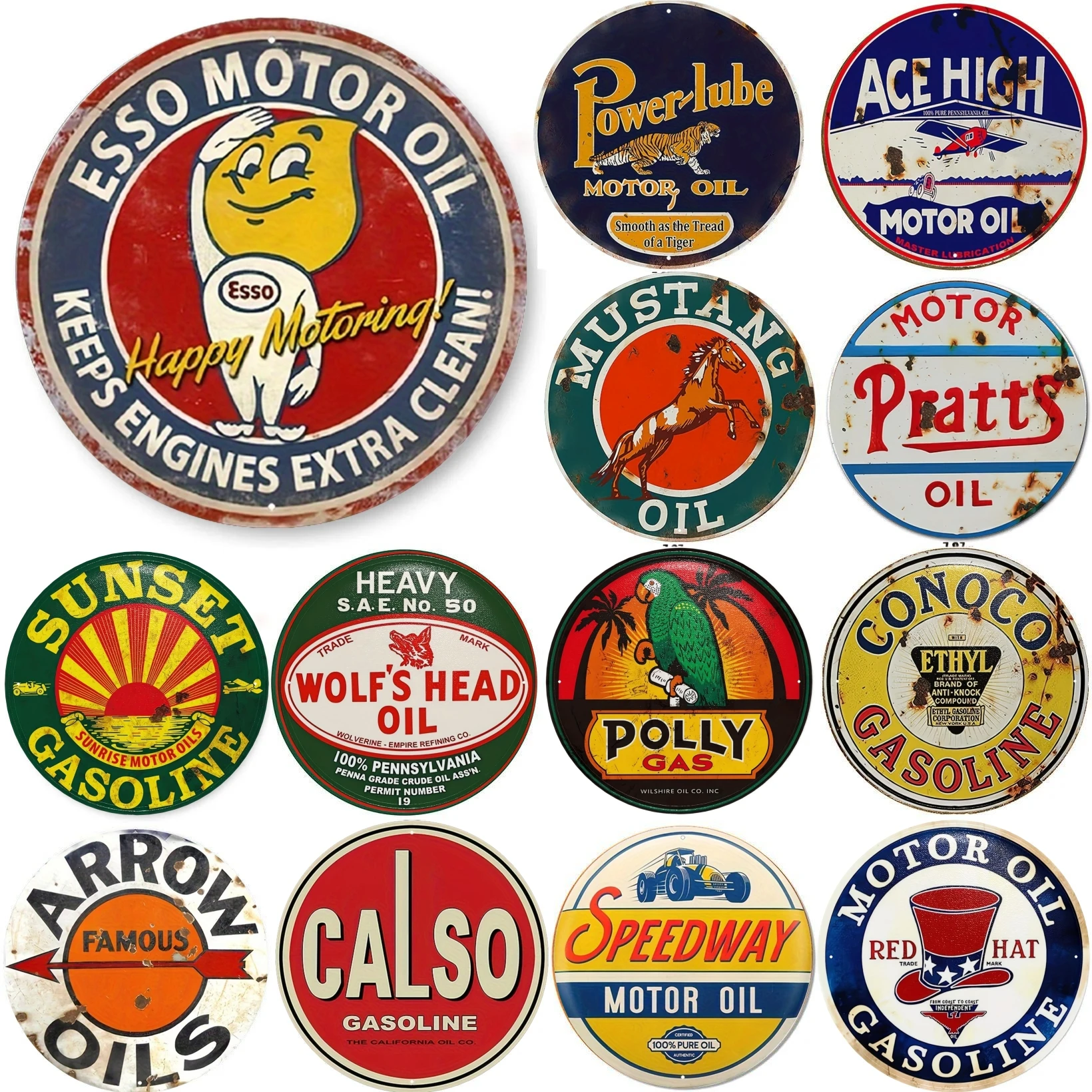 Esso-Motor-Oil-Happy-Motoring-Vintage-Metal-Sign-Gas-Station-Signs-From ...